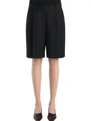KHAITE Khaite Auggie Pleated Wool Wide Leg Shorts
