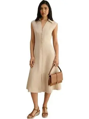 HOBBS LONDON Charlize Button-front Midi Dress - Neutral