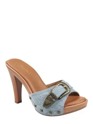 CANDIE'S Federica Platform Slide Sandal - Blue