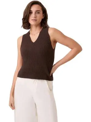 CELTIC & CO. Ribbed V-neck Tank Top - Chocolate