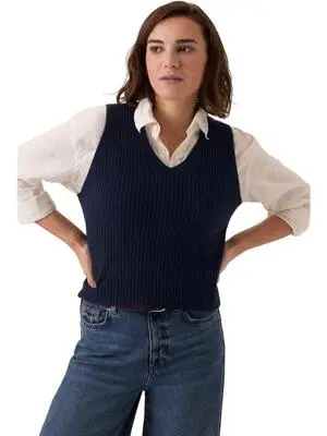CELTIC & CO. Ribbed V-neck Tank Top - Navy