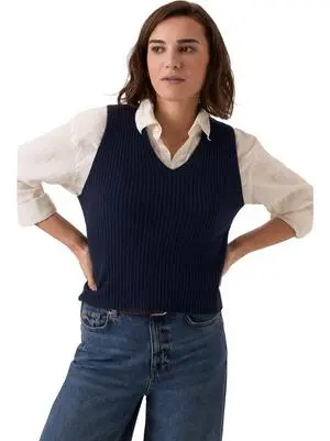 CELTIC & CO. Ribbed V-neck Tank Top - Navy