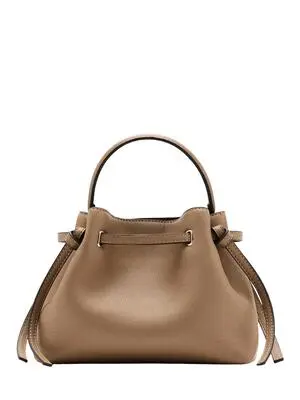 Mango Faux Leather Knotted Bucket Bag - Medium Brown