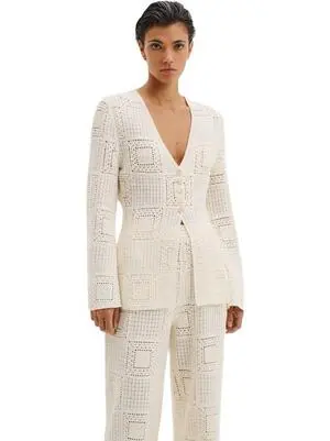 MALINA Mirella Fitted Crochet Cardigan - Vanilla