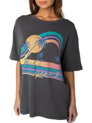 Roxy Oversized Cotton Graphic T-shirt - Phantom