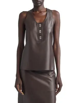 FERRAGAMO Racerback Napa Leather Tank - Expresso