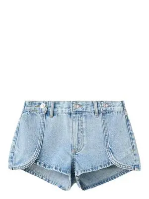 Mango Denim Shorts With Seam Detail And Button Accents - Medium Blue