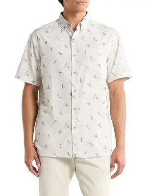 KAHALA Surfs Up Short Sleeve Button-down Shirt - Natural