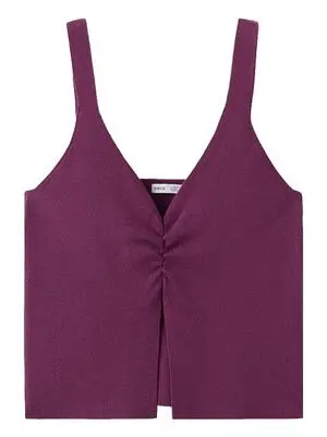 Mango Gathered Detail Knit Tank - Purple