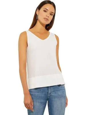 Misook V-neck Soft Knit Tank Top - White