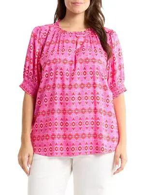 SUGARLIPS Mirany Ikat Print Top - Fuchsia-red-multi