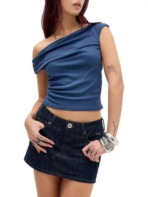 BDG URBAN OUTFITTERS BDG Urban Outfitters Off-the-Shoulder Cropped Top Dark Blue