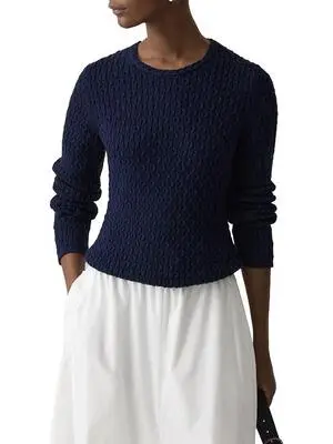 Theory Cable Stitch Organic Cotton Sweater - Navy