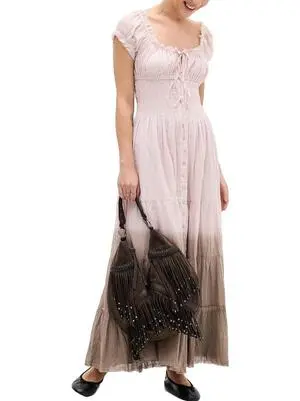 BDG URBAN OUTFITTERS Samira Smocked Ombré Maxi Dress - Pink