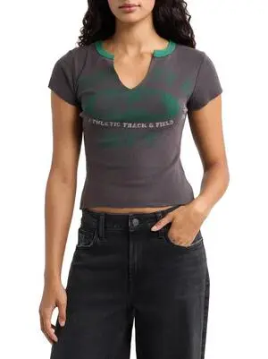 BDG URBAN OUTFITTERS Faded Graphic V-neck Baby Tee - Black