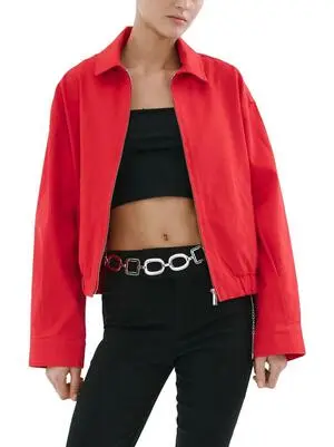 Mango Cotton Zip-up Bomber Jacket - Red