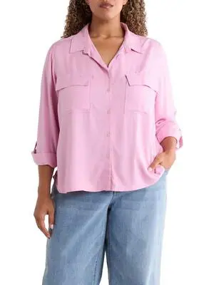 BEACHLUNCHLOUNGE Felicity Button-up Shirt With Chest Pockets - Veiled Rose