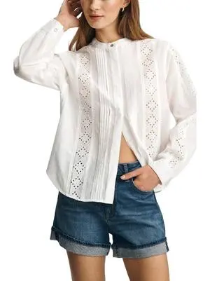 MAVI Pintuck & Eyelet Shirt - White