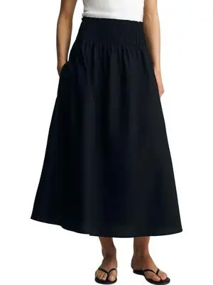 MAVI Mavi Jeans Smocked Waist Flare Maxi Skirt