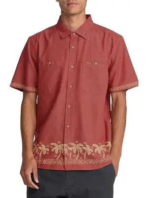 Rvca Talum Short Sleeve Button-up Shirt - Dusty Red