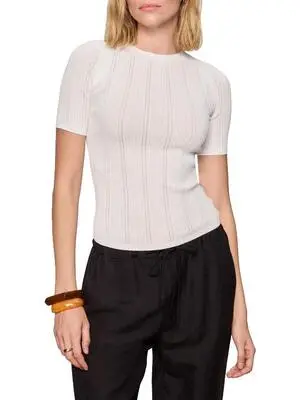 Sanctuary Pointelle Rib T-shirt - Chalk
