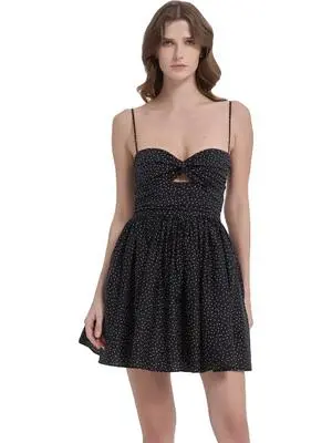 NUAJE NUAJE Reverie Twist Front Ruched Cotton Mini Dress Black