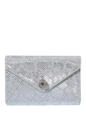 MICHELLE WILHITE Mini Frieda Clutch In Snake Shimmer Evening Fabric - Silver