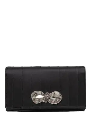 MICHELLE WILHITE The Olivia Clutch Evening Bag With Silver Tone Knot Hardware - Jet