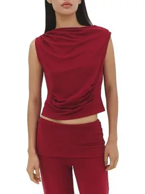 FIND ME NOW Find Me Now Asymmetrical Pleat Sleeveless Top