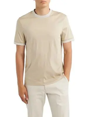 BOSS Tessler Cotton Ringer T-shirt - Open Beige