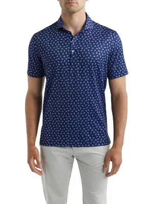 Johnnie-o Usa Flag Print Performance Jersey Polo - Navy