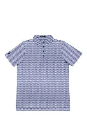 CASTLE GOLF Castle Print Performance Polo Shirt - Navy