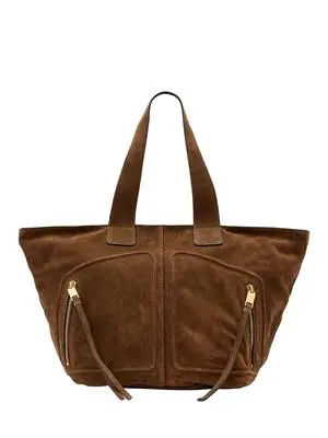 ALLSAINTS Suede Jean Rey Tote Bag - Brown