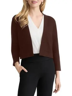 Jones New York Cropped Fine-knit Cardigan - Fudge