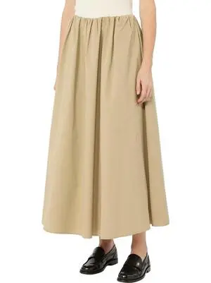 Max Mara Cotton Gathered Ankle Length Skirt - Beige