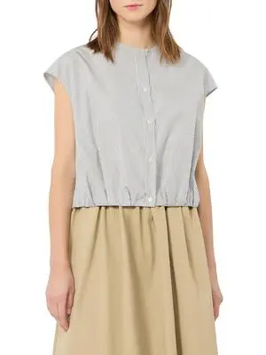 Max Mara Gelatina Striped Poplin Top - Navy