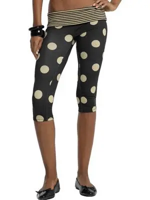 JADED LONDON Mixed Print Foldover Waist Capri Pants - Black