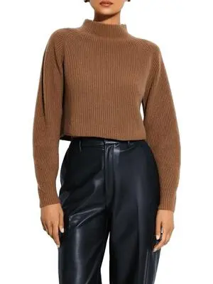 Lapointe Airy Cashmere Silk Cropped Raglan Sweater - Camel
