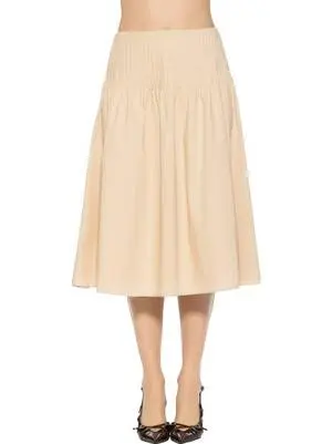 ALEXIA ADMOR Alexia Admor Esme Pintuck Waist Full Poplin Midi Skirt Beige