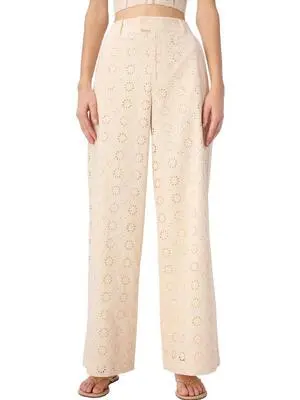 Cami Nyc Jordi Cotton Broderie Anglaise Wide Leg Trousers - Bone
