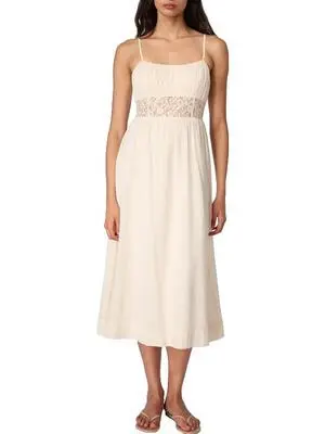 Cami Nyc Octavia Lace Inset Cotton Midi Dress - Bone