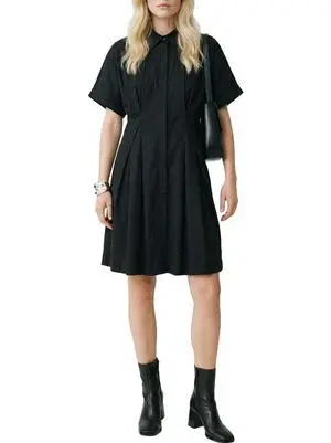 Vero Moda Pleated Mini Shirtdress - Black