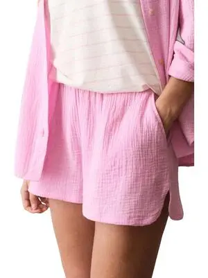 Marine Layer Isla Double Cloth Cotton Shorts - Lavender