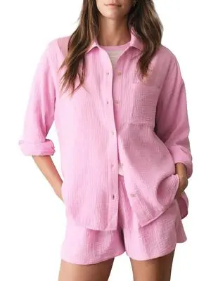 Marine Layer Marine Layer Relaxed Double Cloth Shirt Lavender