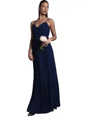 OASIS Chiffon Ruffle Strap Maxi Dress - Navy