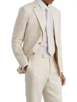 REISS Atlantic Linen Blazer - Stone