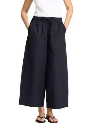 ALBARAY Drawstring Waist Barrel Leg Trousers - Navy