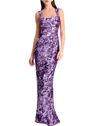 HELSI Iris Floral Sequin Gown - Violet