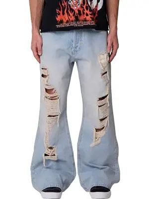 Mnml Distressed Kick Flare Jeans - Blue
