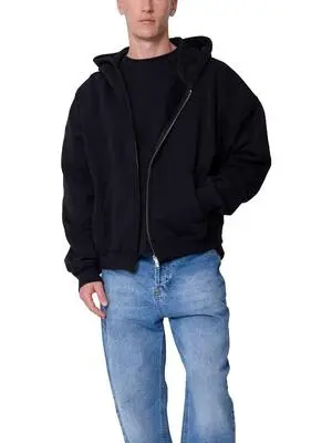 Mnml Heavyweight Cotton Zip-front Hoodie - Black